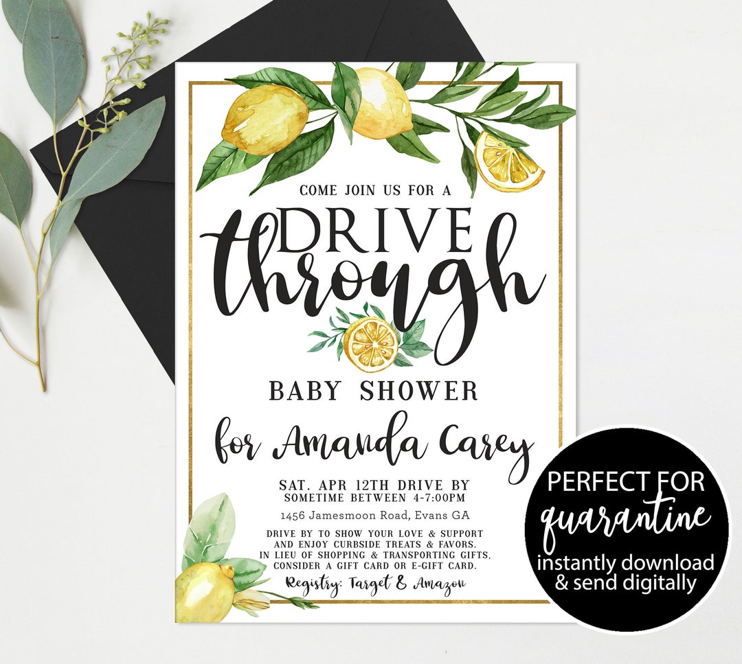 Drive Through Baby Shower- Quarantine Lemon Drive by Party Invitation ...