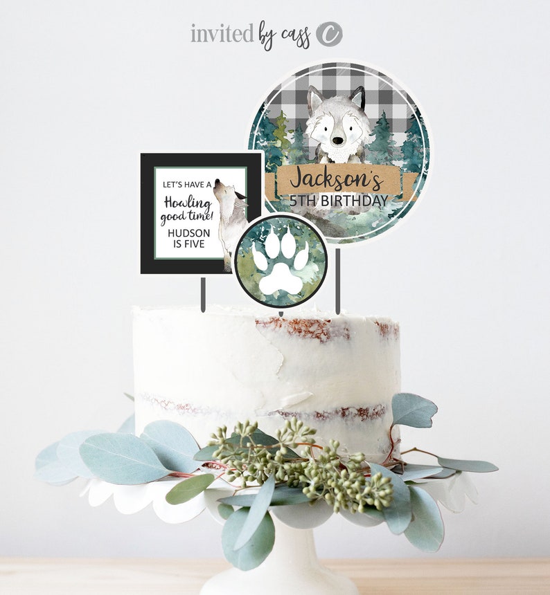 Wolf Party Cake & Cupcake Toppers First Birthday Second - Etsy