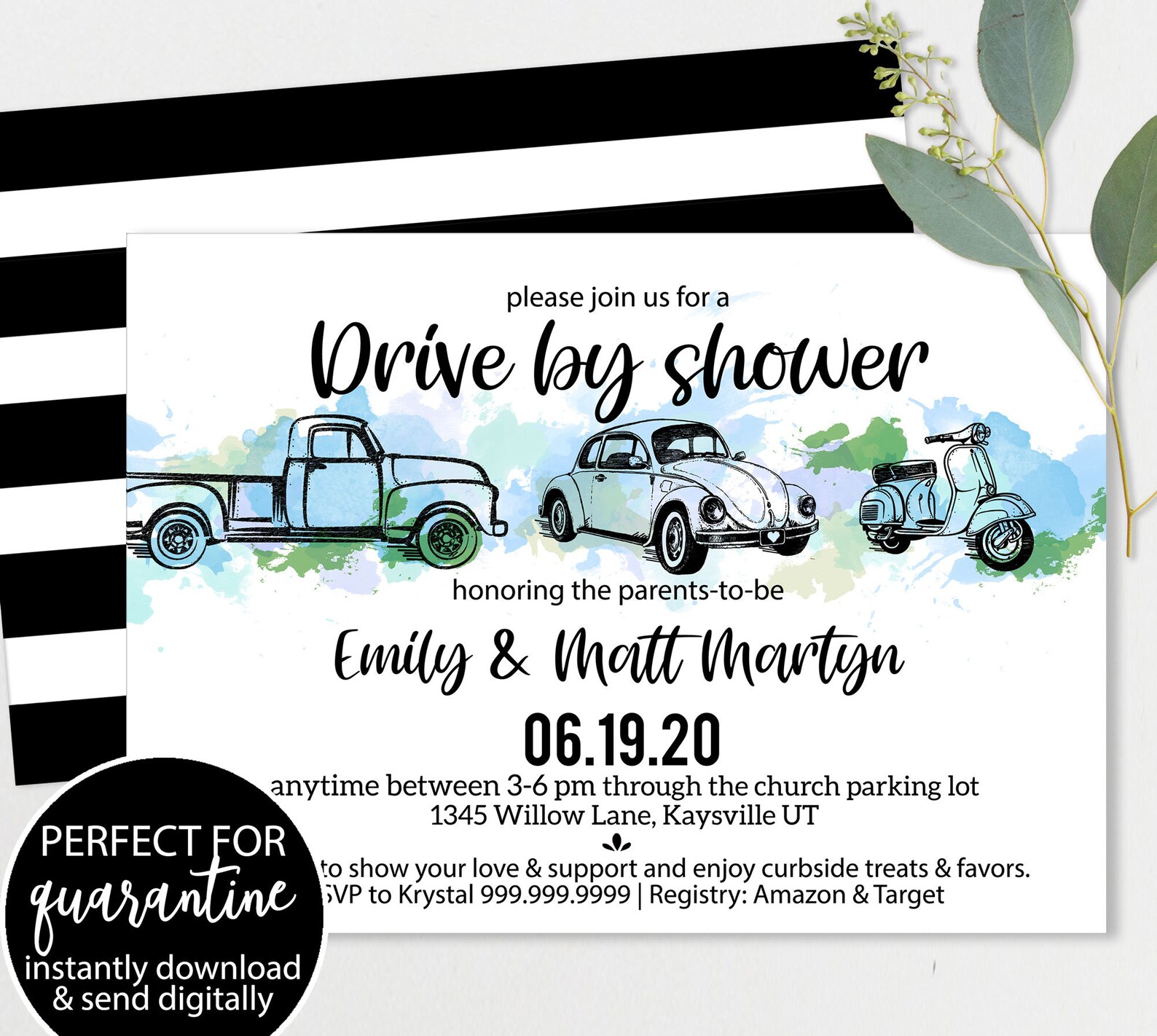 Drive by Shower Quarantine Party Blue Drive by Baby Shower - Etsy