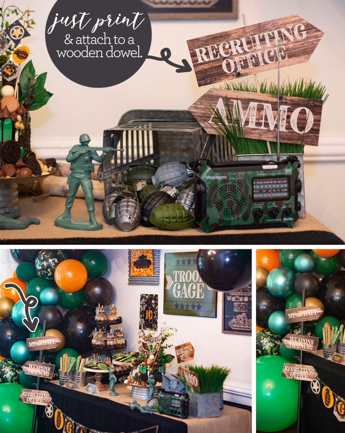 Boys Birthday Decor Bundle Camo Army Merf War Favors - Etsy