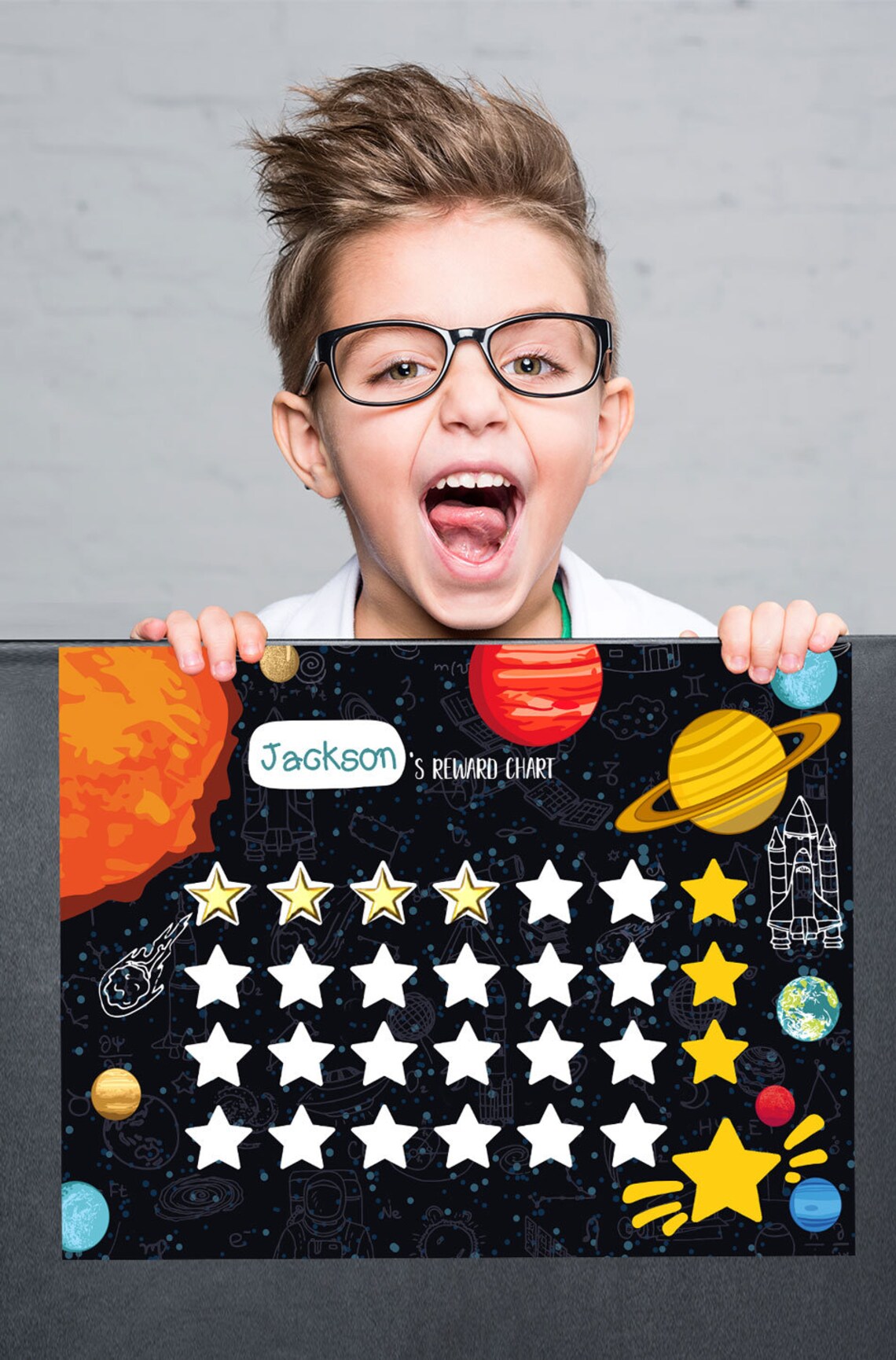 Kids Reward Chart Sticker Chart Punch Cards Boys Space - Etsy