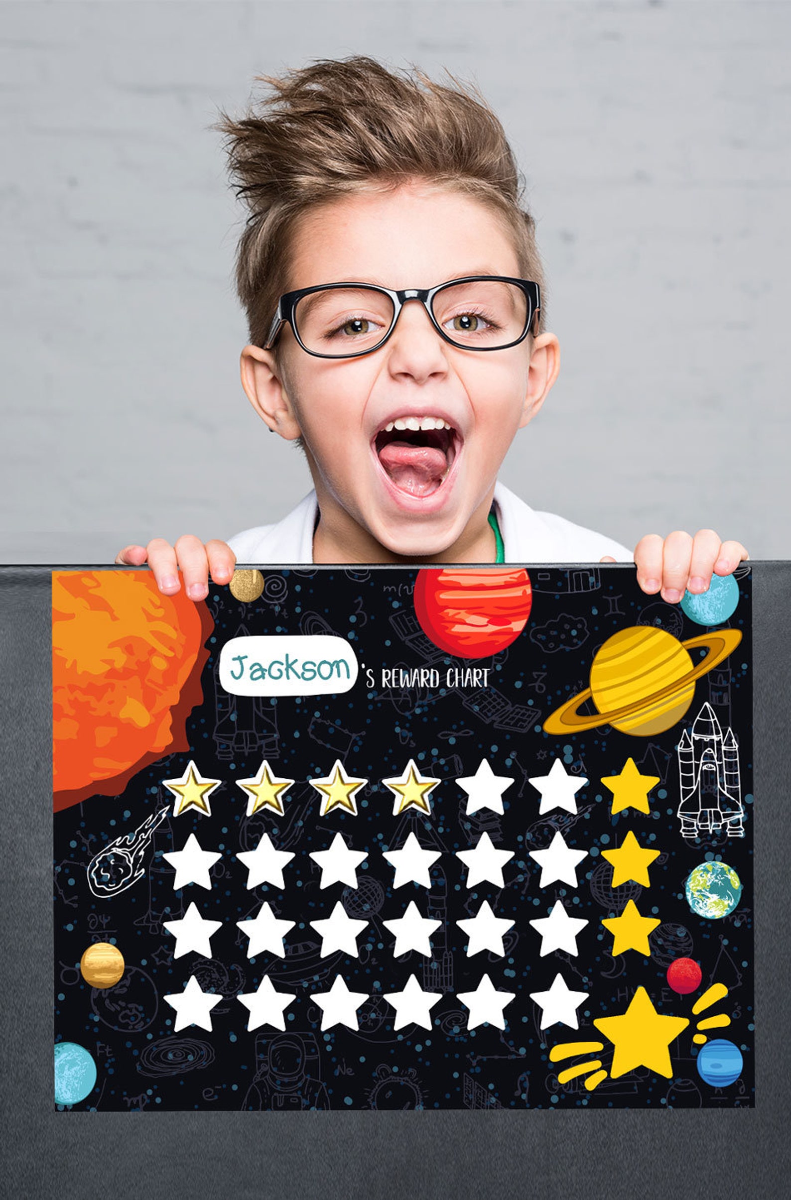 Kids Reward Chart Sticker Chart Punch Cards Boys Space - Etsy