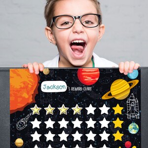 Kids Reward Chart, Sticker Chart, Punch Cards - Boys - Space Cosmos and ...