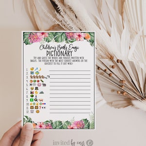 Emoji Pictionary, Baby Shower Game, Luau Baby Shower, Easy Shower Games ...