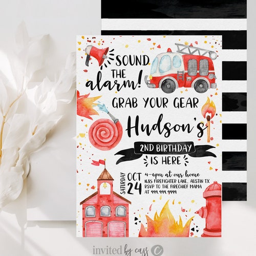 Firefighter Invitation EDITABLE Fire Fighter Birthday Party - Etsy