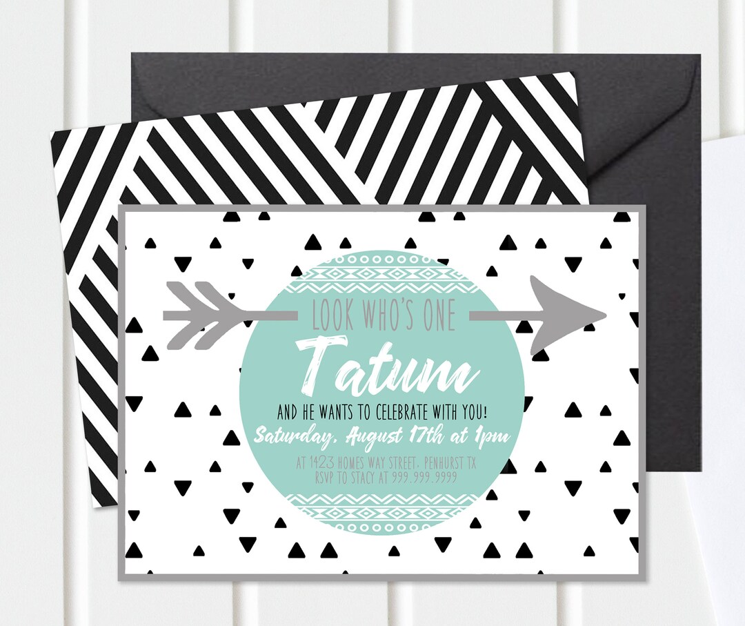 Geometric Tribal Birthday Invitations Printable Wild One - Etsy