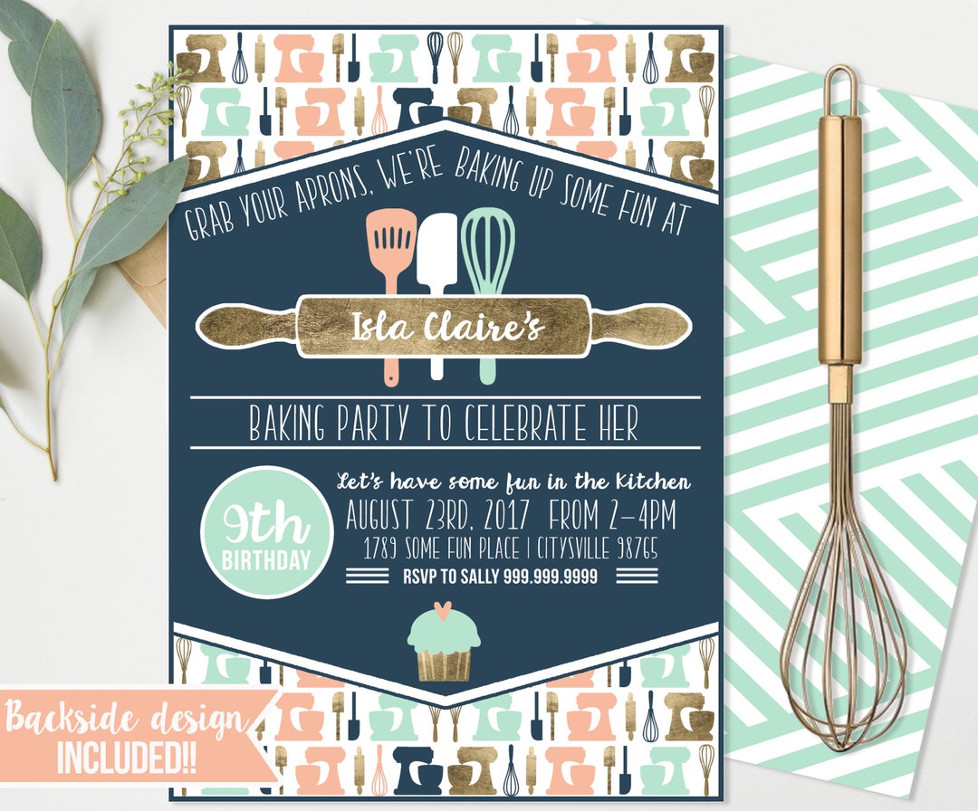 Cooking Baking Birthday Party - Invitations - Cooking Baking Birthday ...