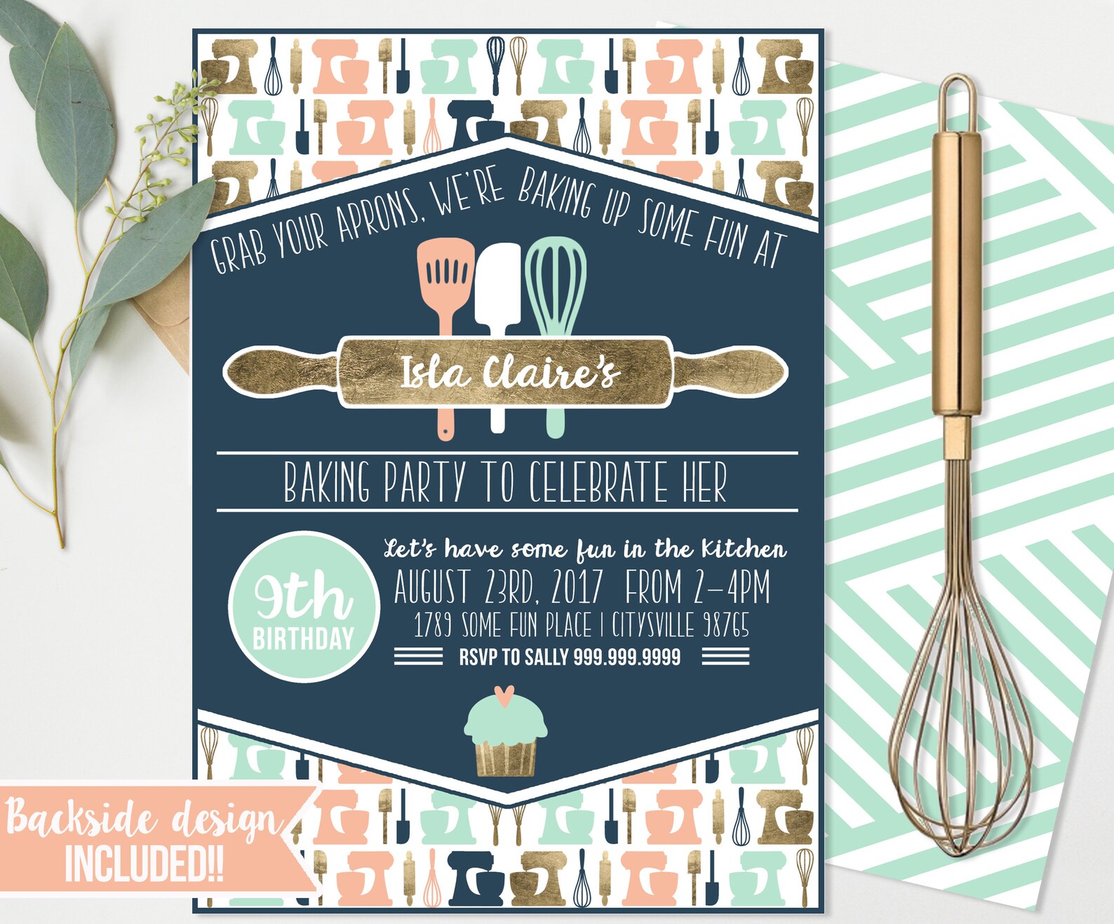 Cooking Baking Birthday Party - Invitations - Cooking Baking Birthday ...