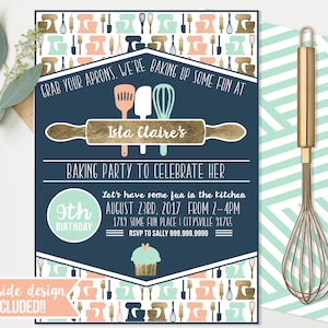 Cooking Baking Birthday Party - Invitations - Cooking Baking Birthday ...