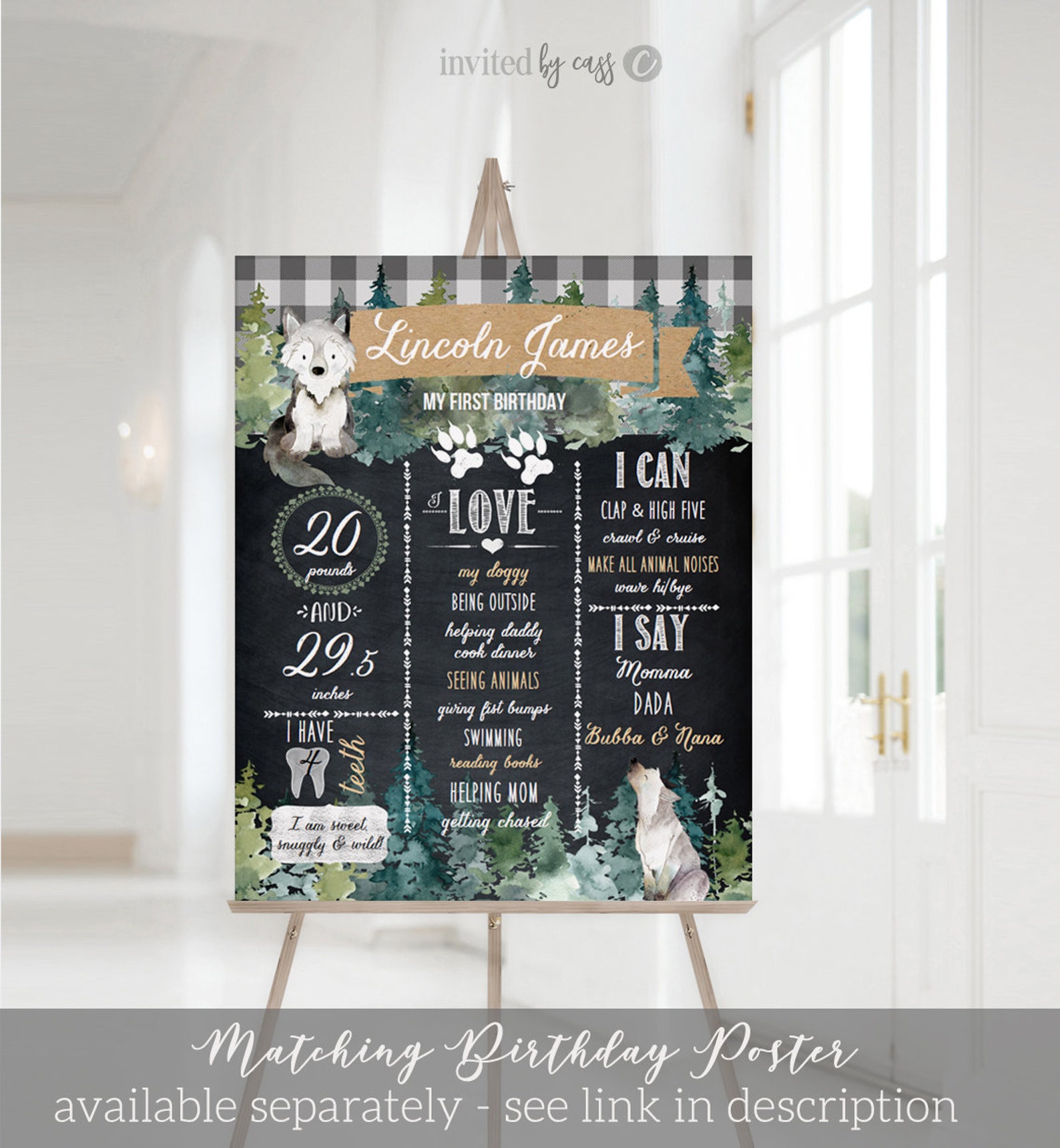 Wolf Party Invitations First Birthday Second Third - Etsy