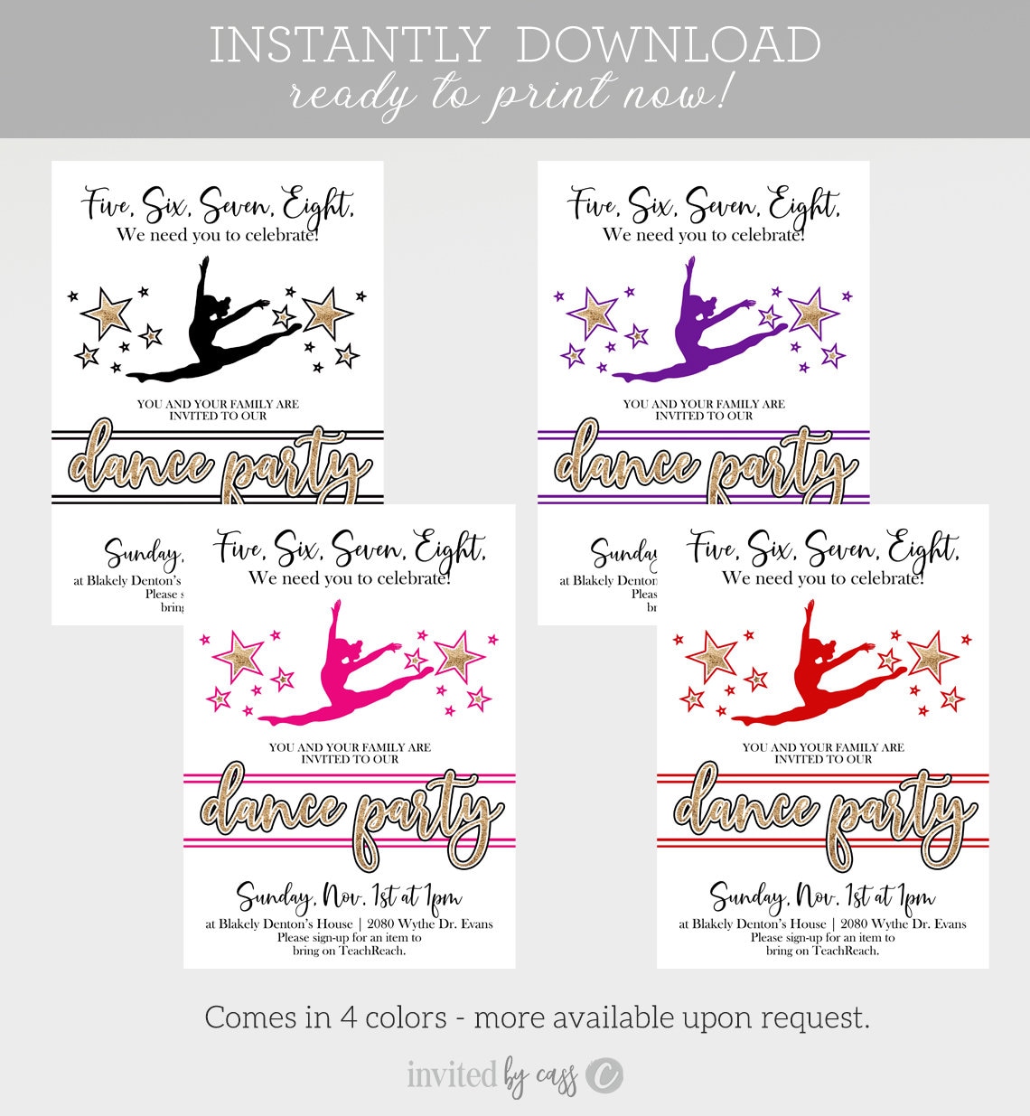 Dance Birthday Invitation Dance Team Party Editable Dancer - Etsy