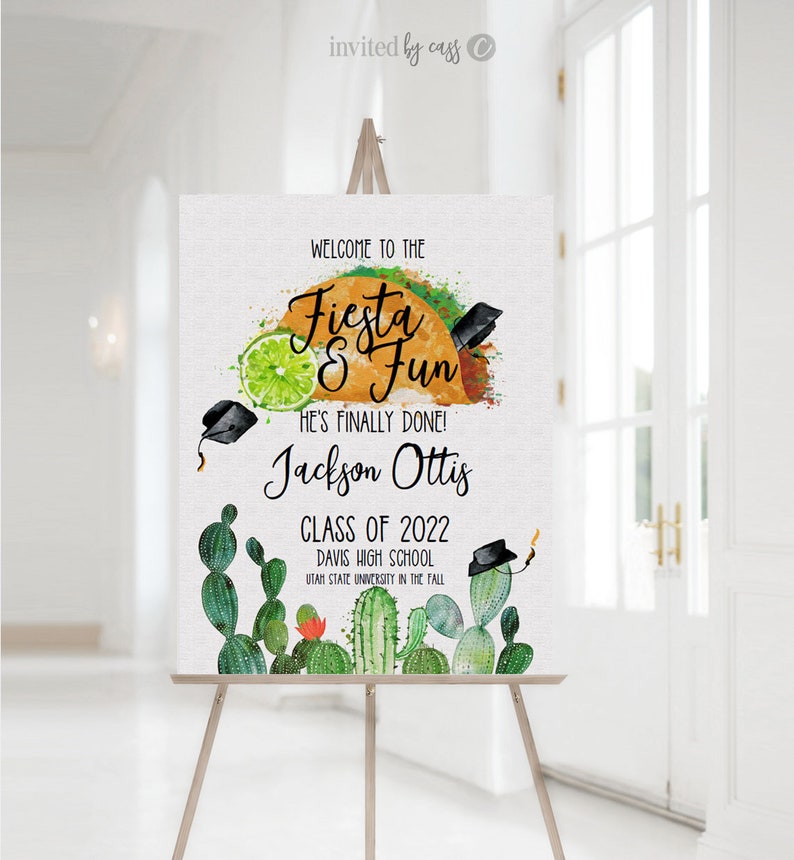 Printable Graduation Sign Fiesta Taco Bar Grad Graduation - Etsy