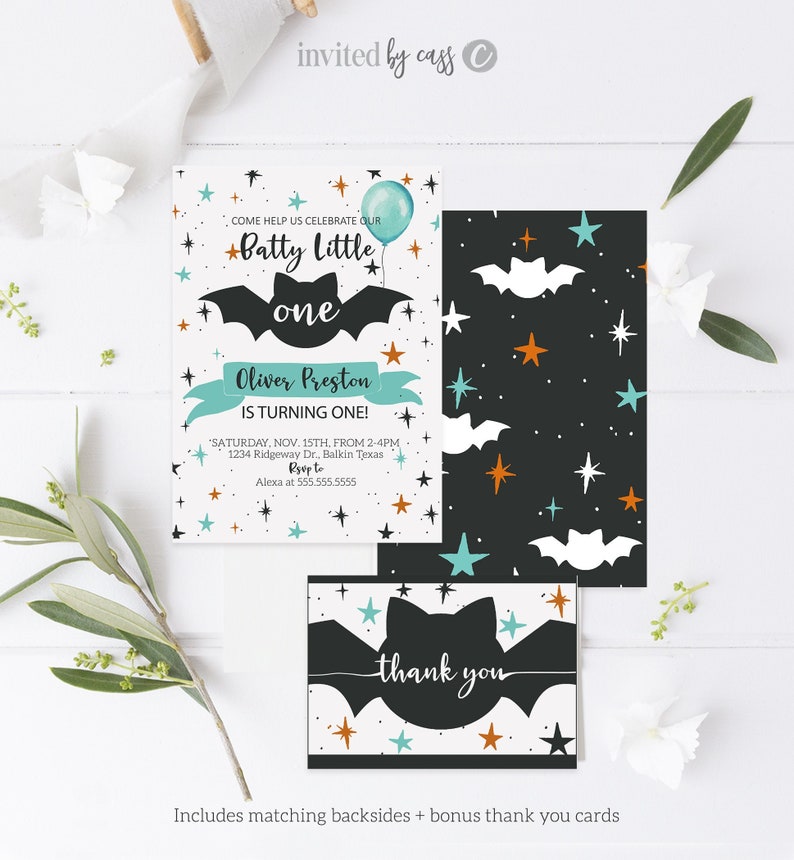 Editable Teal Orange Halloween Birthday Invitation Our Little - Etsy