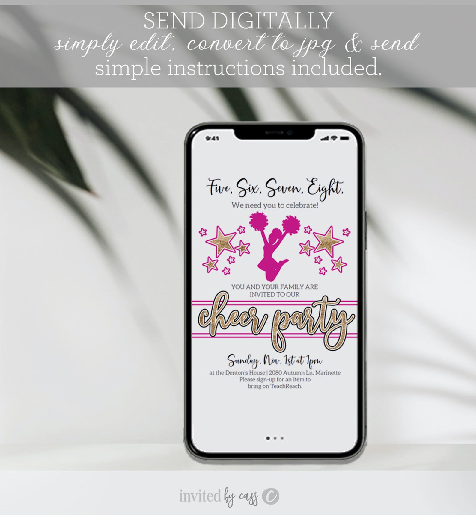 Cheer Birthday Invitation Cheer Party Editable Cheerleader - Etsy