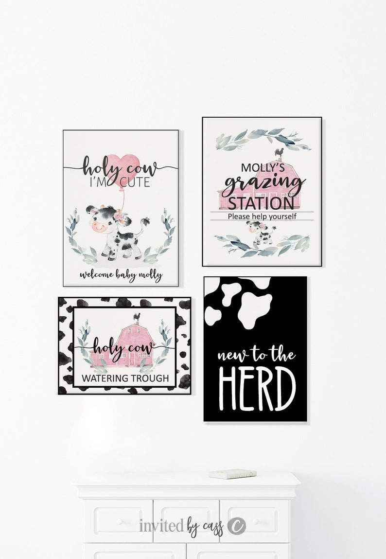 Editable Holy Cow We're Having a Baby Decor Signs Bundle - Etsy