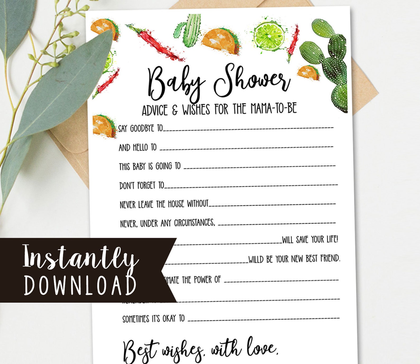 Fiesta Baby Shower Game - Baby Advice & Wishes - Printable - ACTUALLY ...