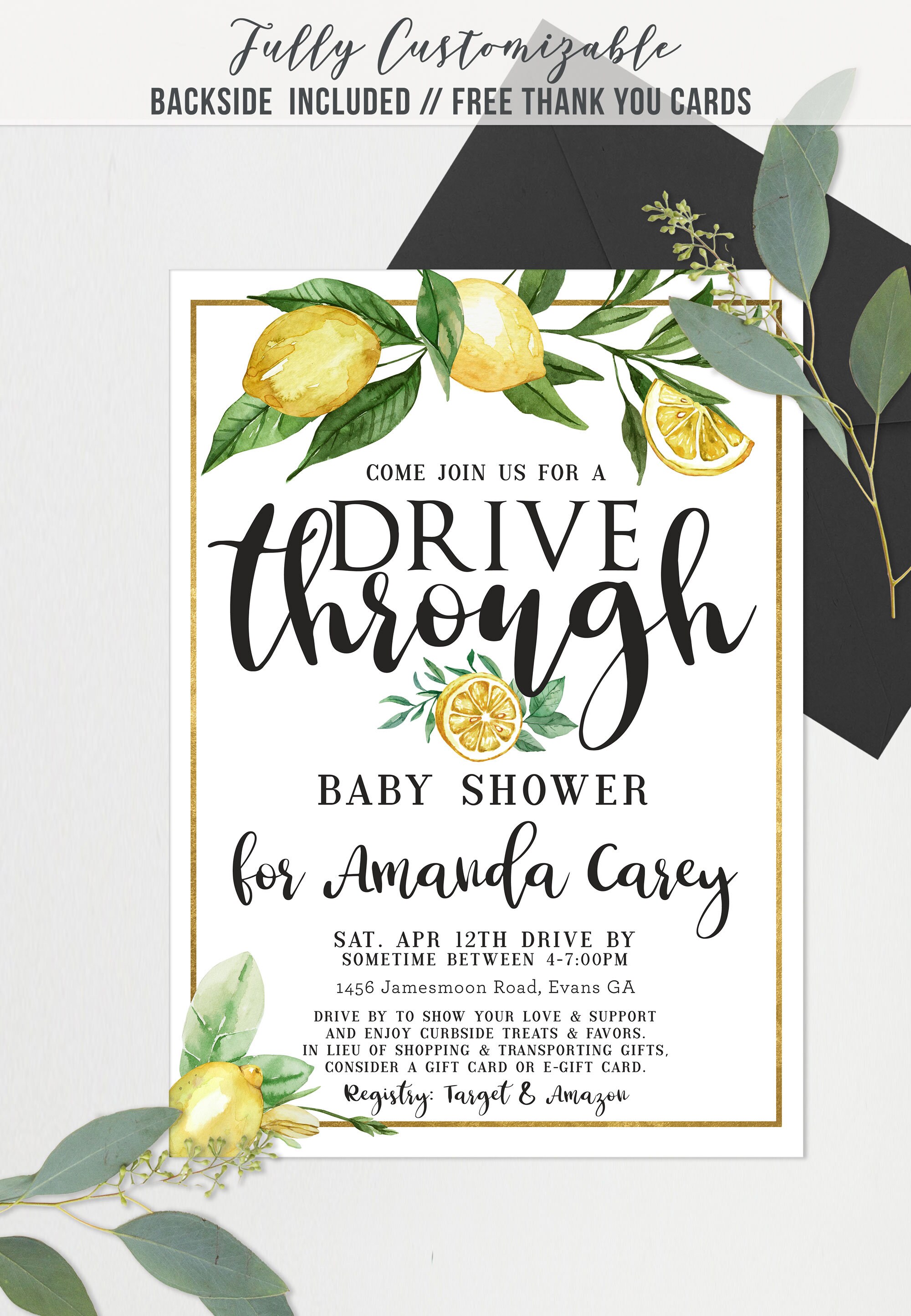 Drive Through Baby Shower- Quarantine Lemon Drive by Party Invitation ...