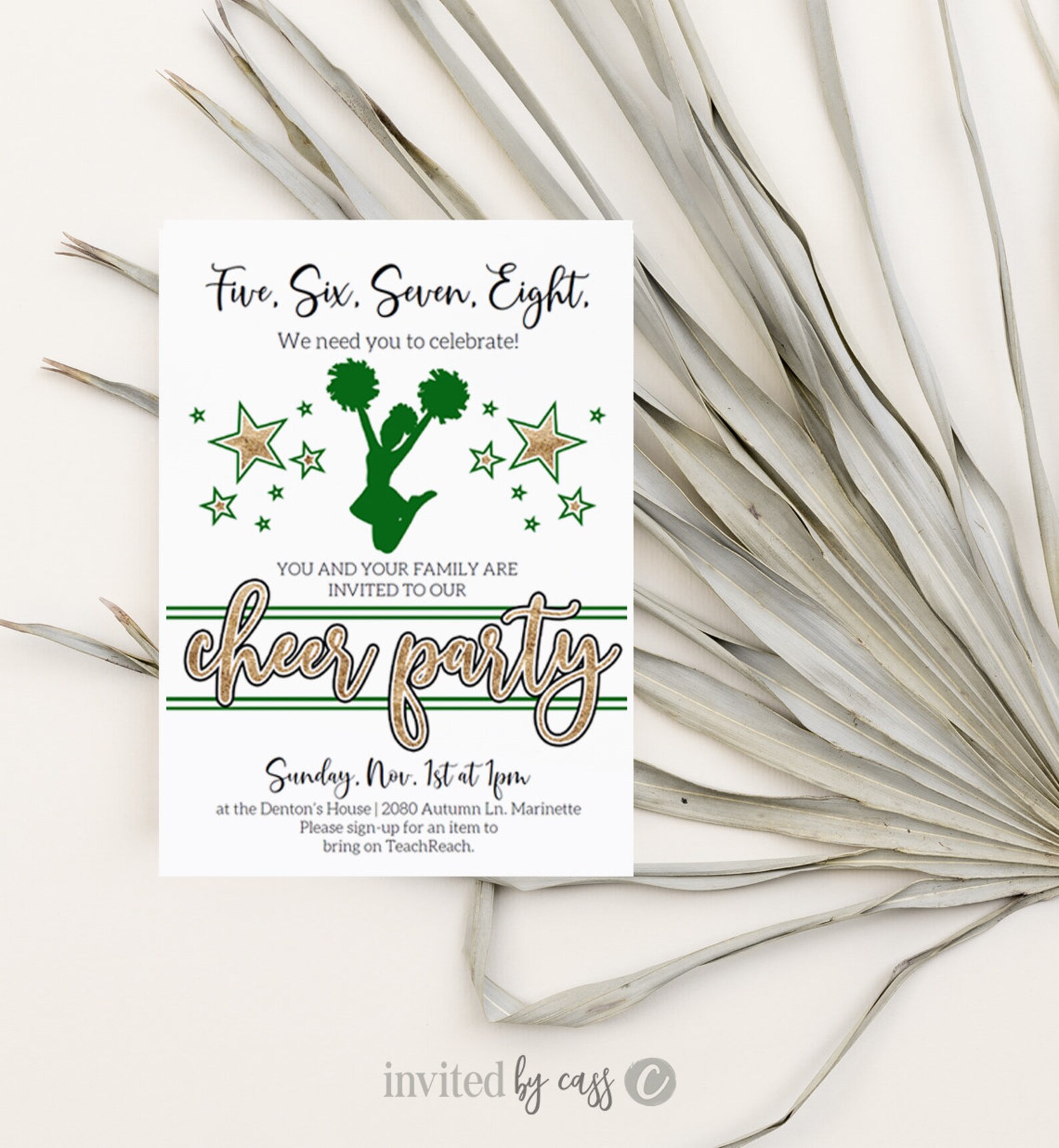 Cheer Birthday Invitation Cheer Party Editable Cheerleader - Etsy