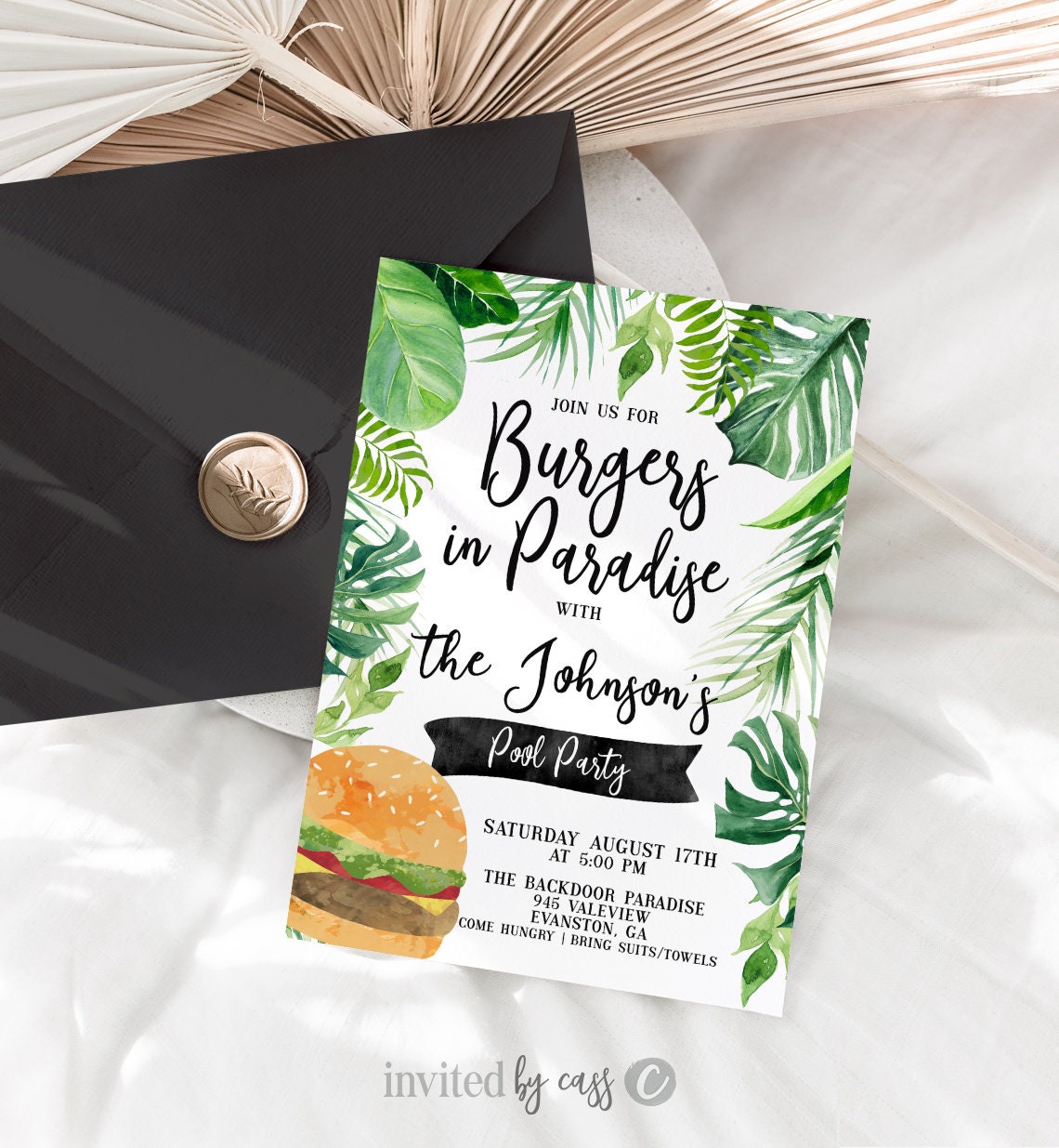 BBQ Invitations Burgers in Paradise Barbeque Birthday BBQ - Etsy