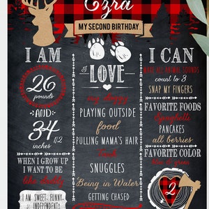 Lumberjack First Birthday, Chalkboard Board, Instant Download Any Age ...