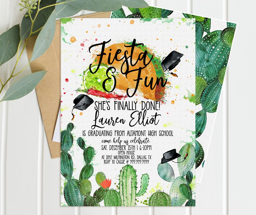 Fiesta Taco Bar Invitation | Printable Graduation Invitations ...