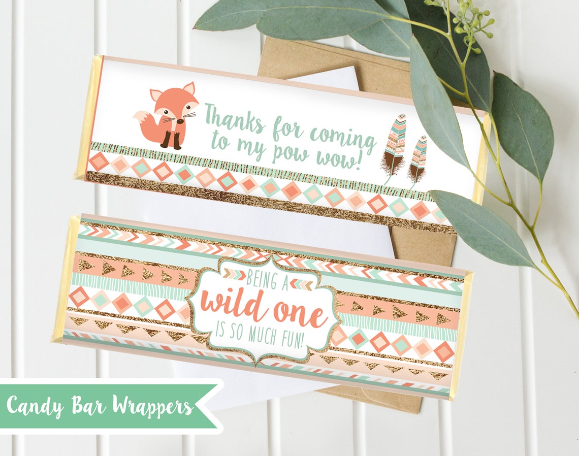 Tribal Wild One Candy Bar Wrappers - 3 Colors - Printable - Wild One ...