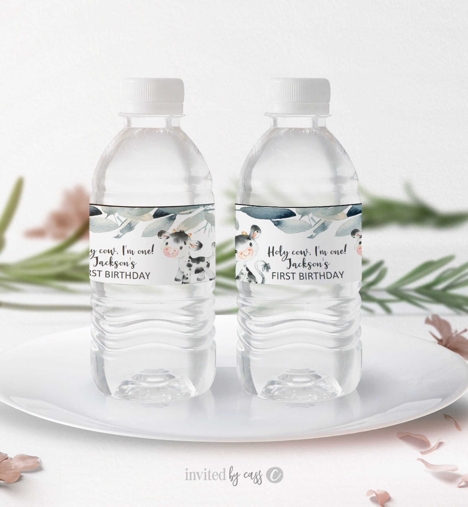 Holy Cow Birthday Water Bottle Labels, Cow Bottle Labels Cow Decor ...