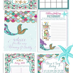 Mermaid Baby Shower Games, Under the Sea Shower, Girl Baby Shower, Fun ...