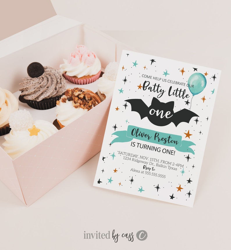 Editable Teal Orange Halloween Birthday Invitation Our Little - Etsy