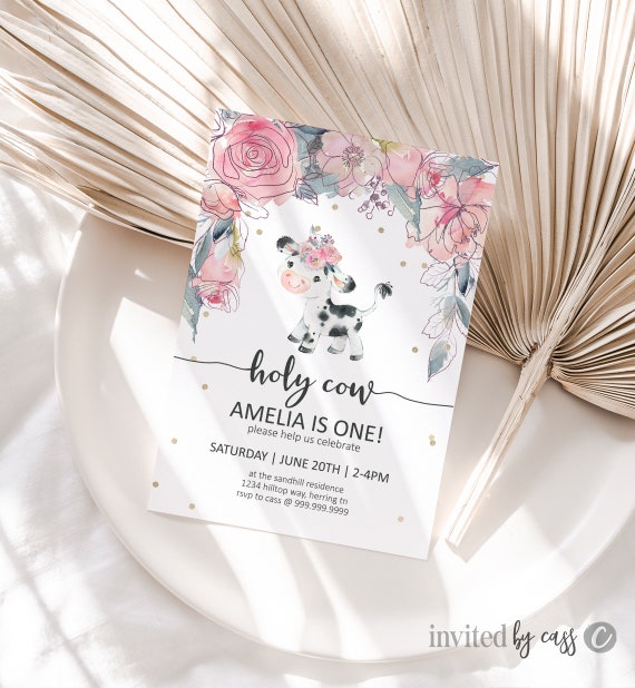 Paper Invitations Holy cow birthday invite Cow first birthday ...