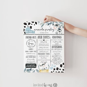 EDITABLE Baby Shower Board, Holy Cow Pregnancy Stat Board, Cow Baby Boy ...