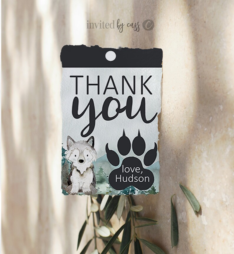 Wolf Party Favor Tags Thank You First Birthday Second - Etsy
