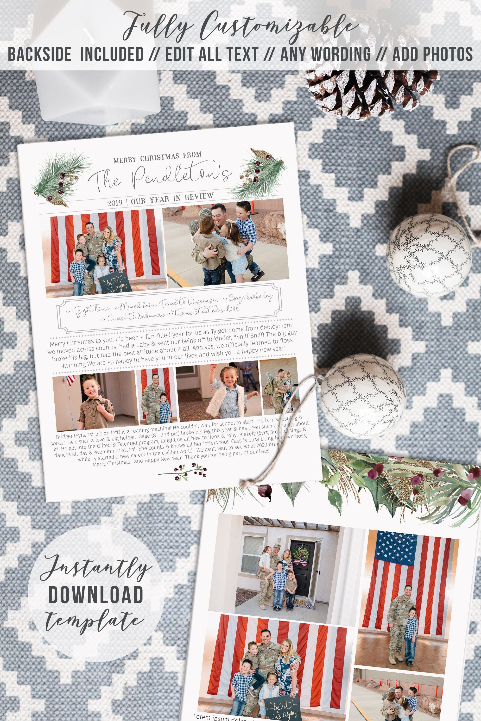 Christmas Family Newsletter Template Unique Christmas Card | Etsy