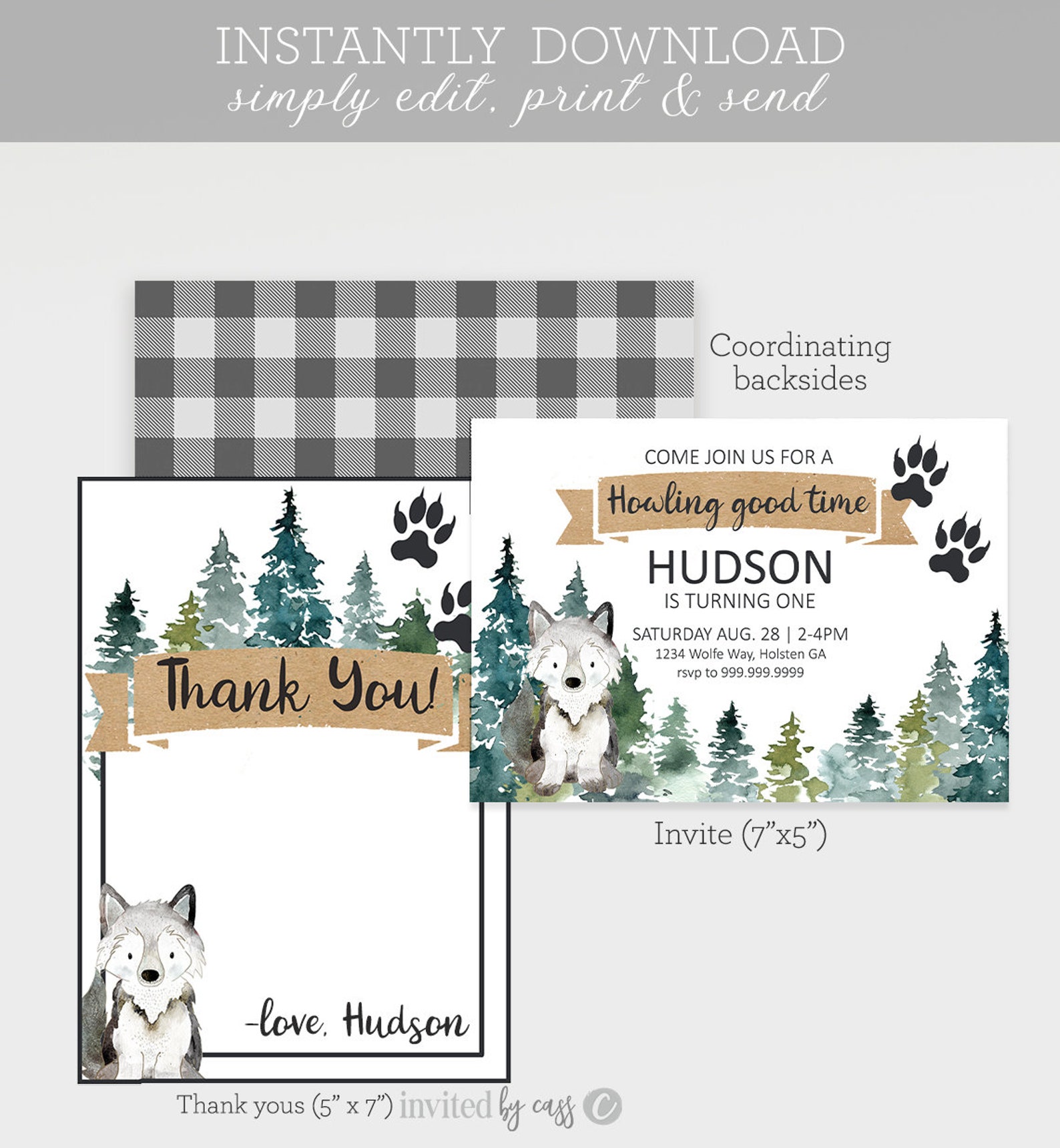 Howling Party Invitations Wolf First Birthday Second Third - Etsy