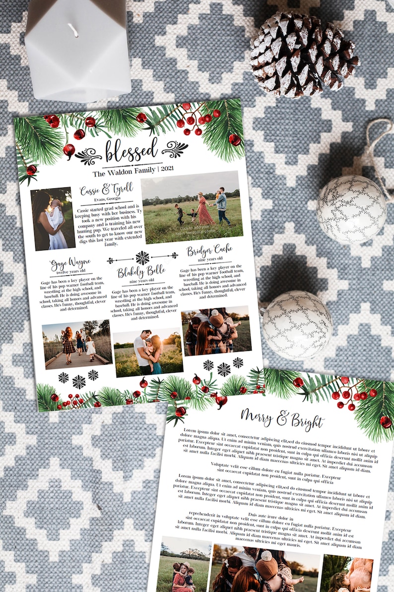 Christmas Family Newsletter Template Unique Christmas Card - Etsy