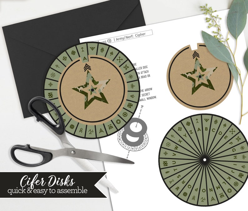 Cipher Disks, Create Secret Codes, Instant Download & Print, Nerf Army ...