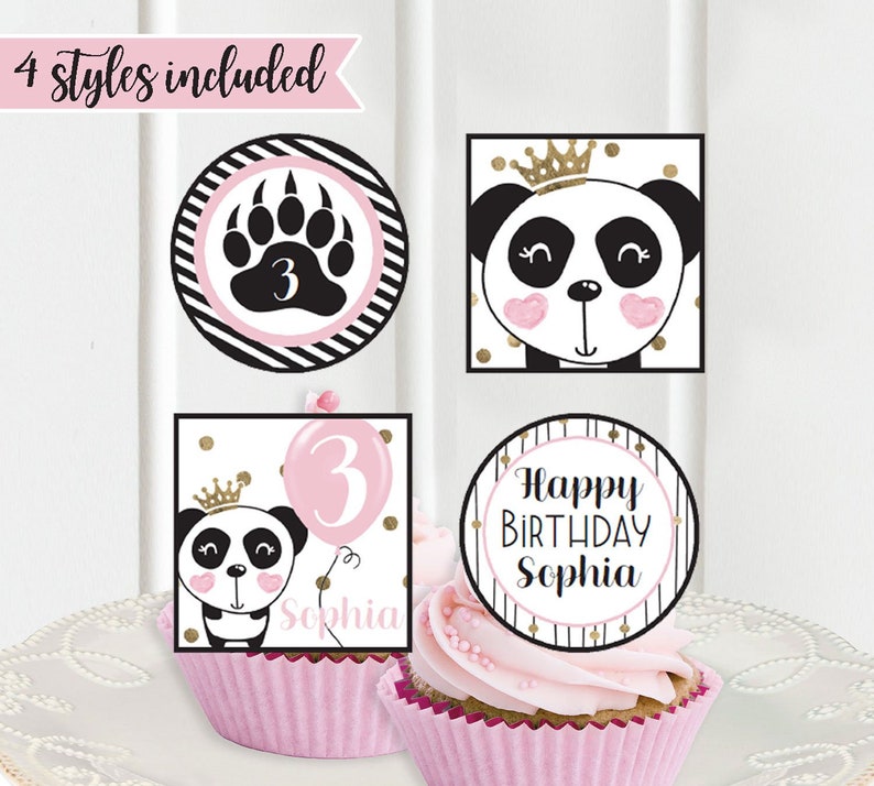 Panda Birthday Cupcake Toppers Printable Party Decorations - Etsy