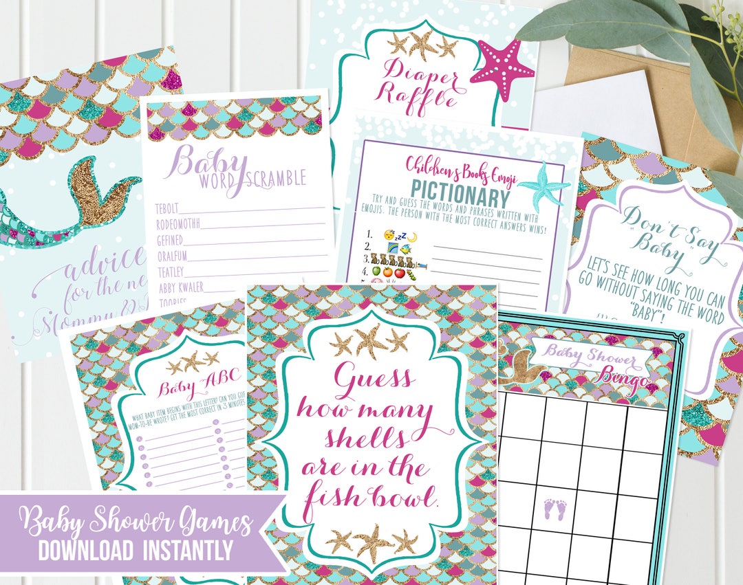 Mermaid Baby Shower Games, Under the Sea Shower, Girl Baby Shower, Fun ...