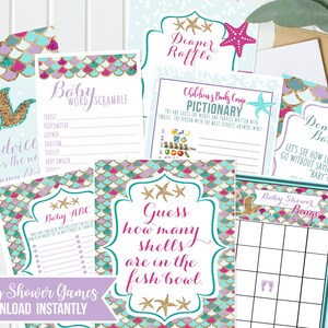Mermaid Baby Shower Games, Under the Sea Shower, Girl Baby Shower, Fun ...