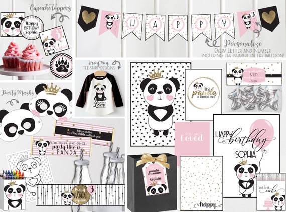 Panda Party Bundle | Pink | Panda Birthday Party Printable Decorations ...