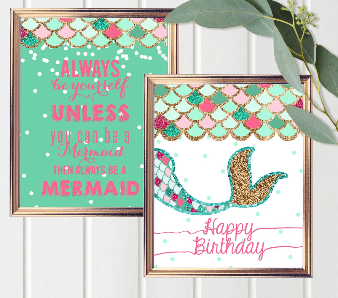 Pink Mermaid Birthday Party Decor / Under the Sea Mermaid | Etsy