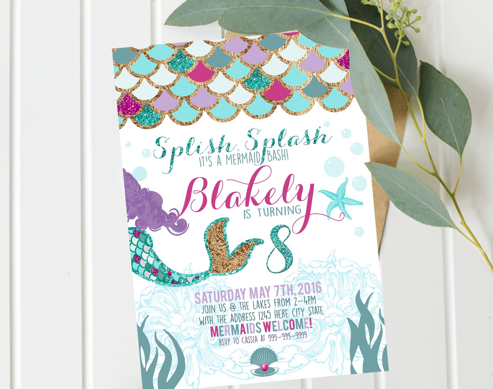 Mermaid Invitation Mermaid Party Invite Under the Sea Party - Etsy
