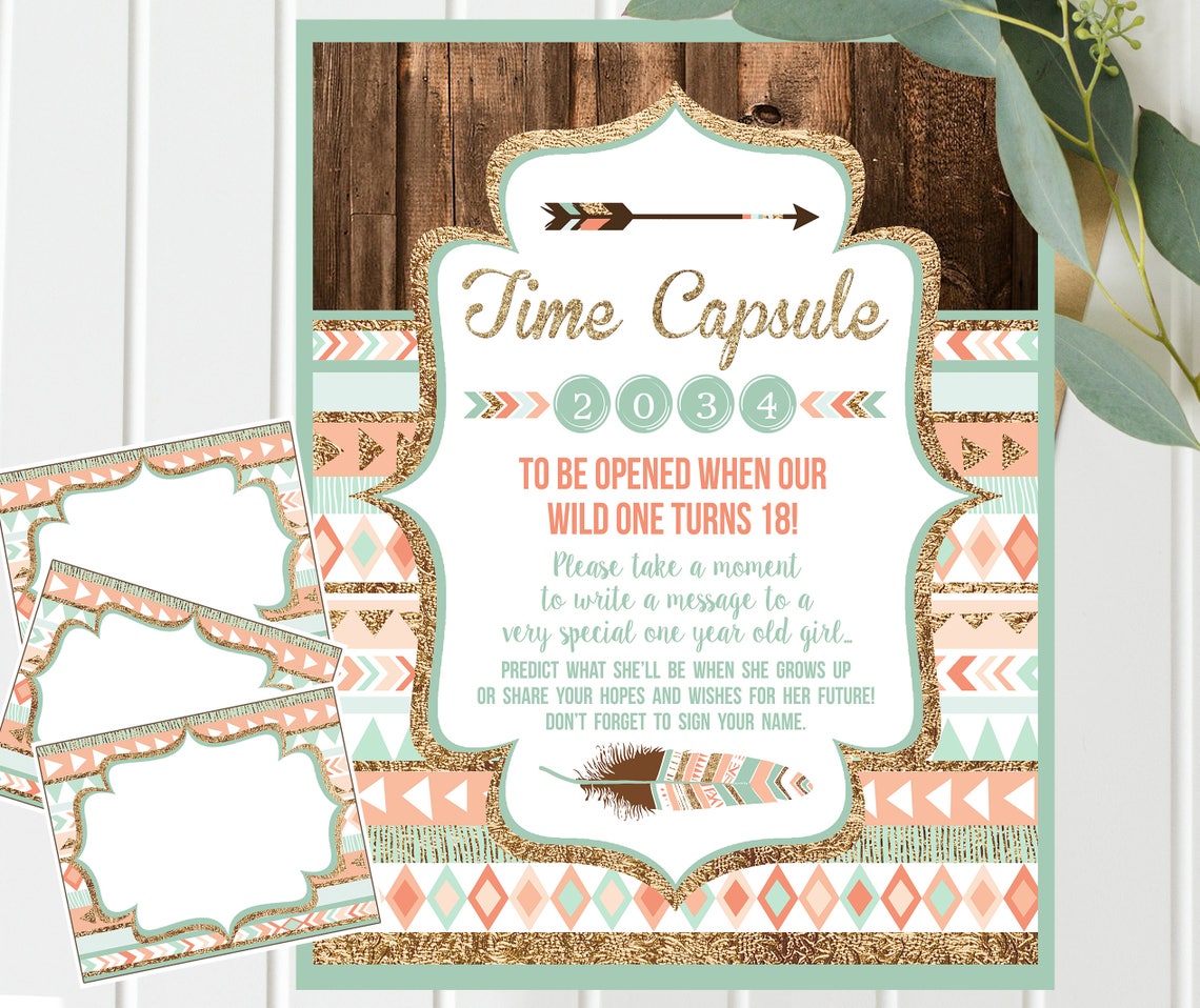 Wild One Time Capsule Coral Gold & Teal pink Option Too - Etsy