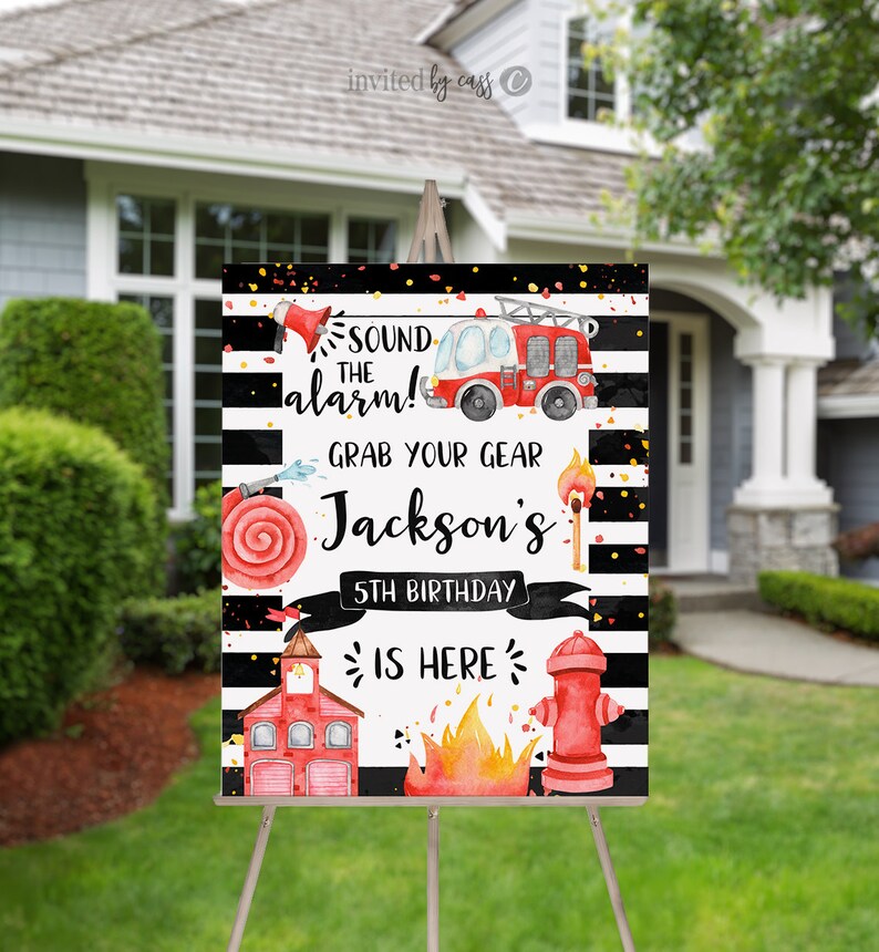Firefighter Birthday Welcome Sign Fireman Poster Fire Flames - Etsy