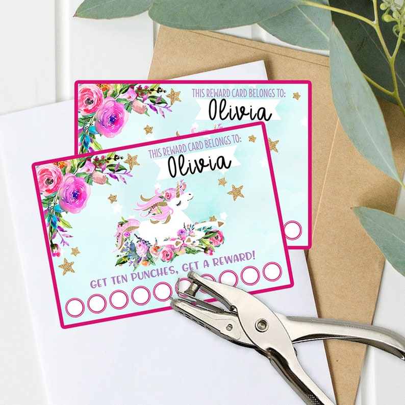 Kids Reward Chart Sticker Chart Punch Cards Girls | Etsy