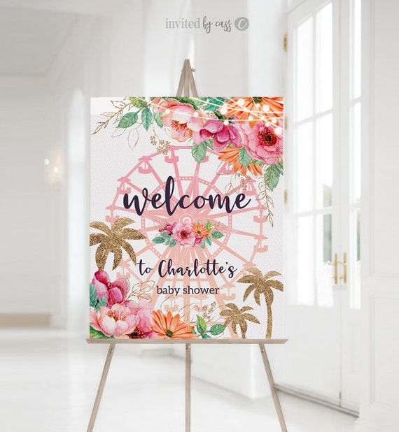 Editable Festival Welcome Sign, Floral music festival baby shower ...