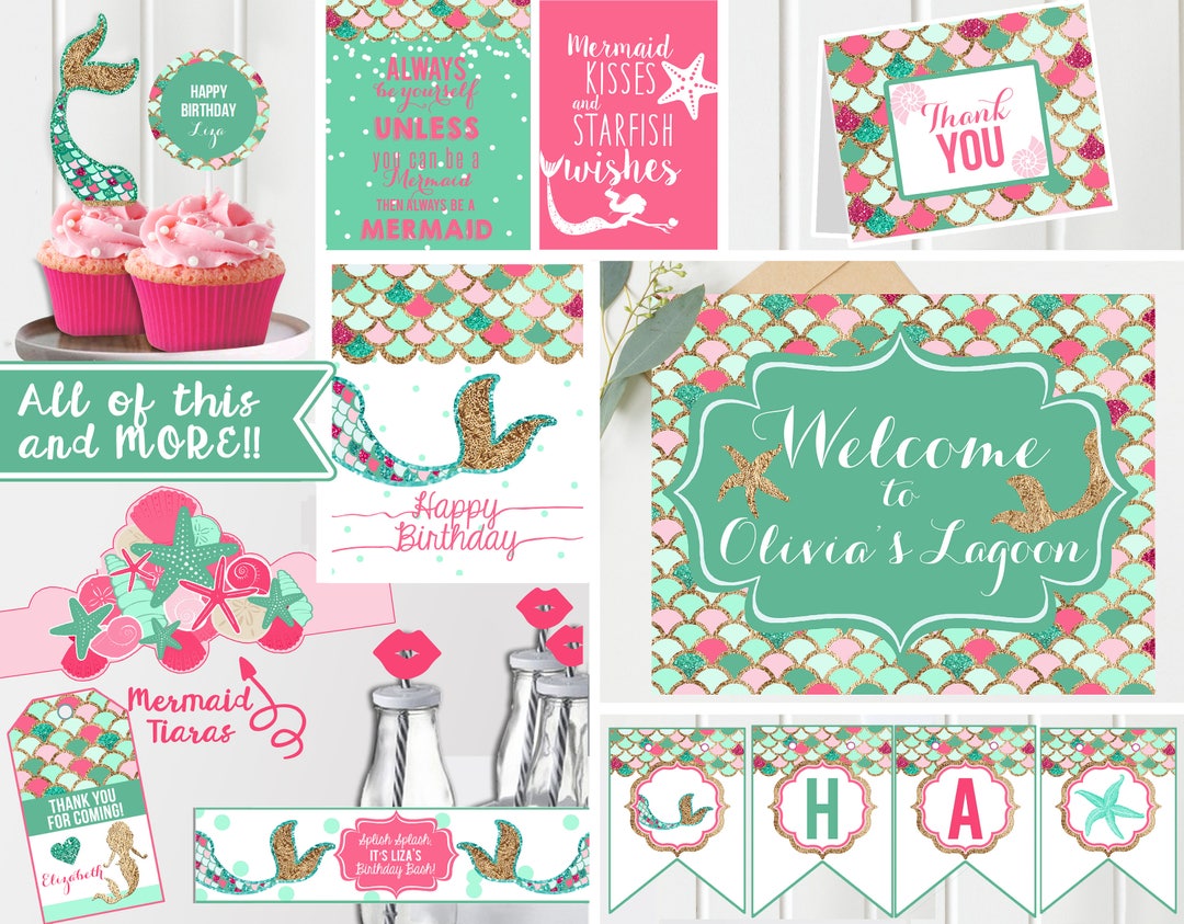 Pink Mermaid Birthday Party Decor / Under the Sea - Mermaid Birthday ...