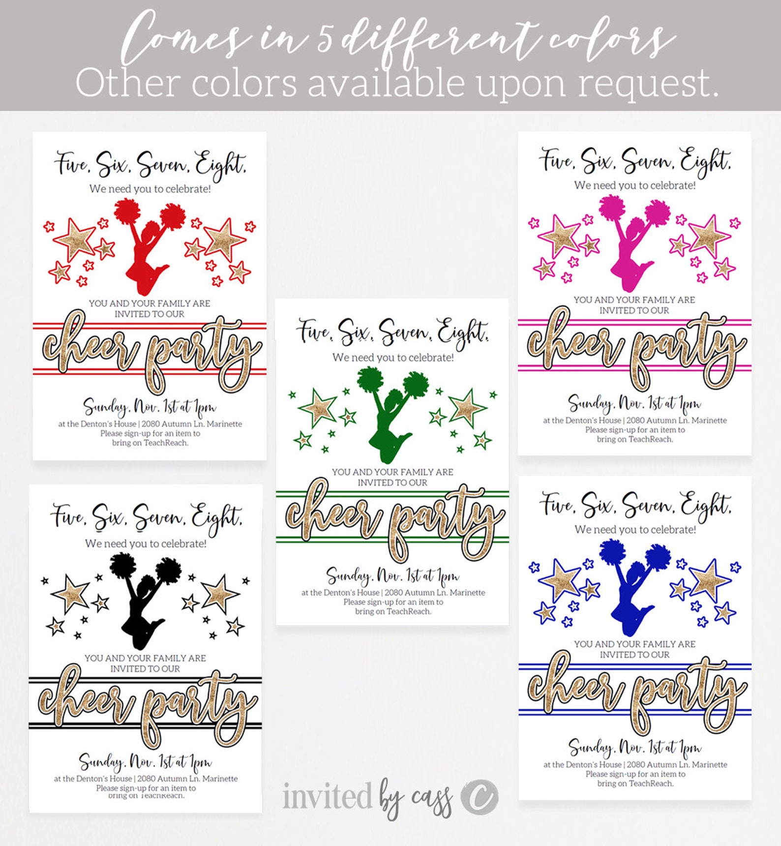 Cheer Birthday Invitation Cheer Party Editable Cheerleader - Etsy