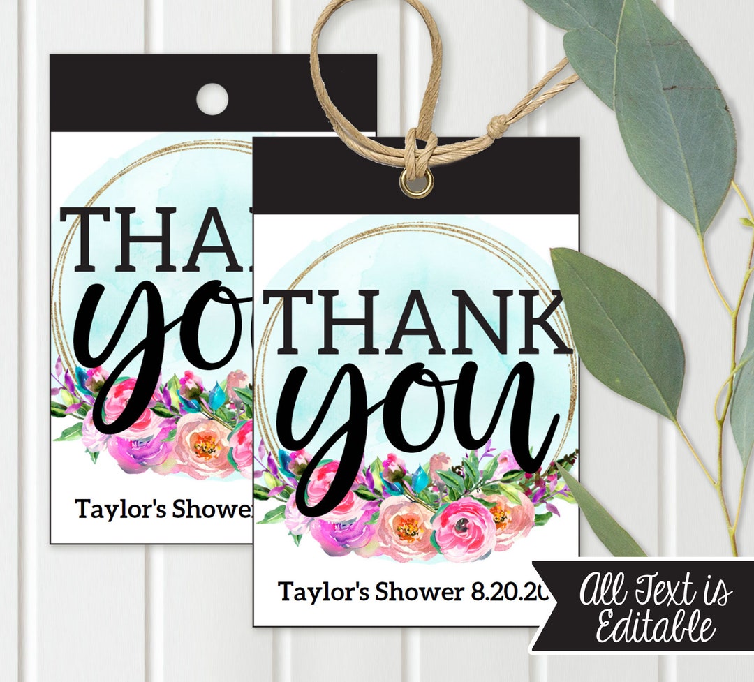 Shower Gift Tags, Download Instantly, Bright Floral Baby Shower Decor ...