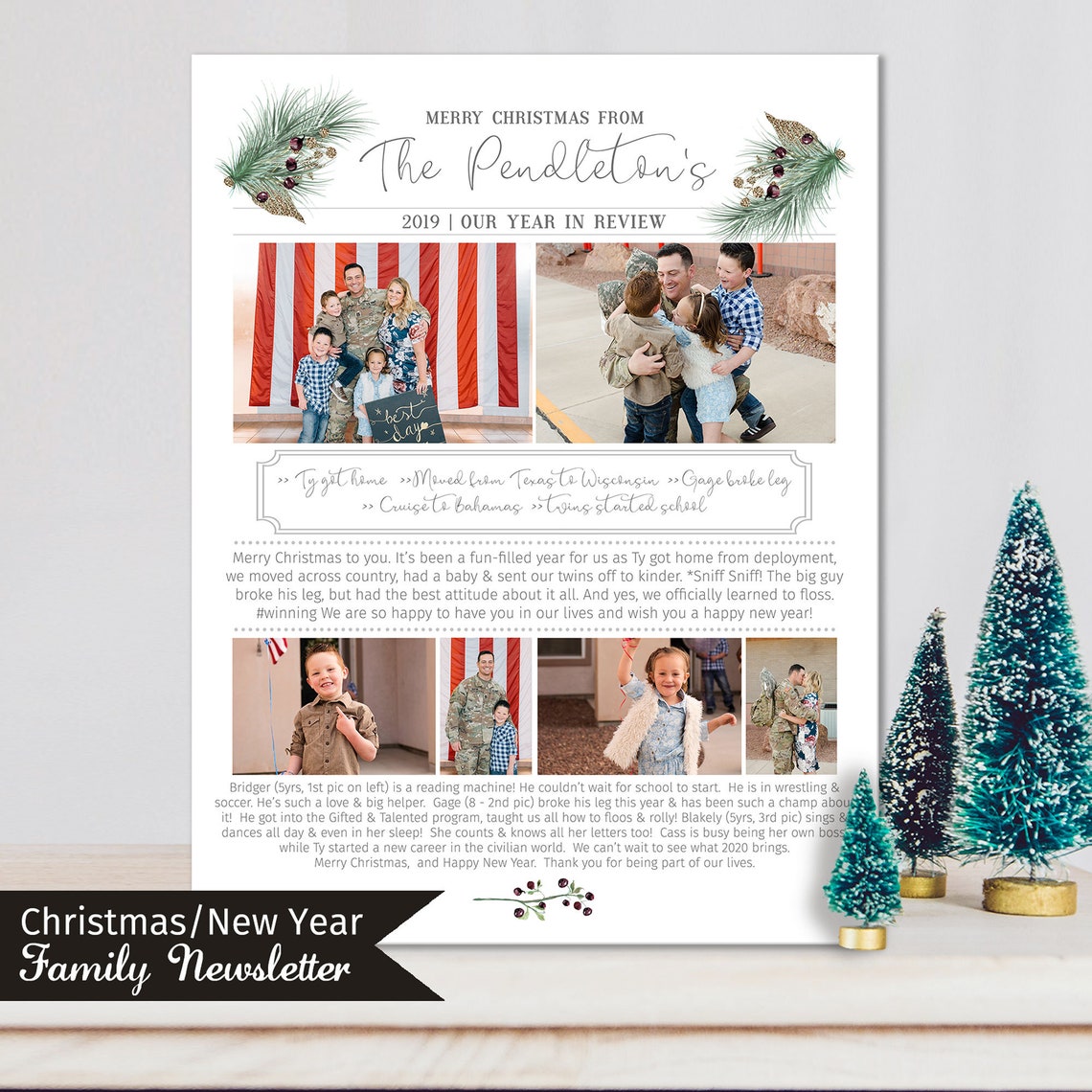 Christmas Family Newsletter Template Unique Christmas Card - Etsy